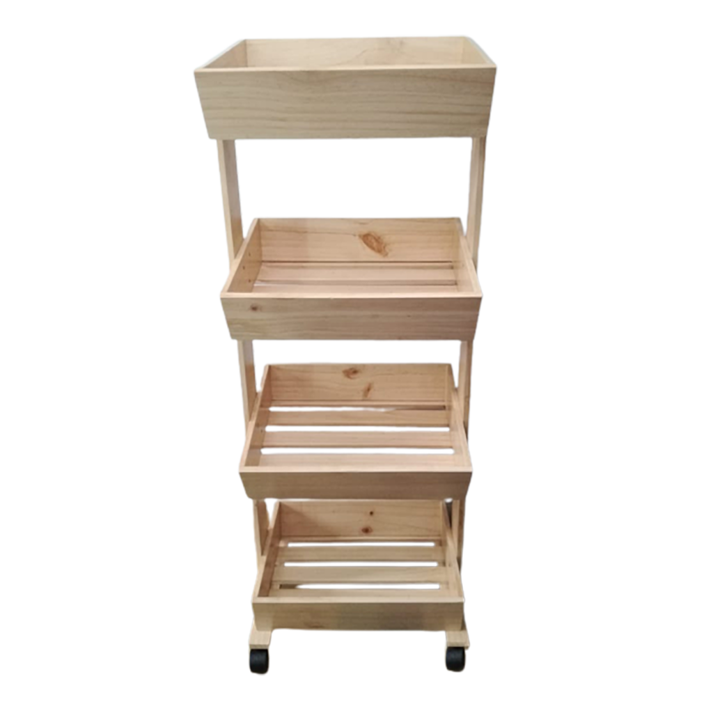 Verdulero Dupom Madera Color Natural Rodante - ALMACEN TOTAL